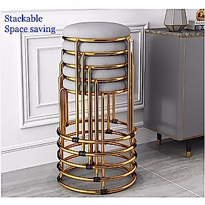 Technology cloth Bar Stool Backless Bar Stools Counter Stools Vanity Stools salon backless bar stools Round Stool Stackable Round Chairs Dining Chairs Set of 5 Pack,for Dinning,Kitchen,salon,Semina.