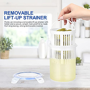 BestAlice 2 Pack Pickle Jar with Strainer Insert, Transparent Pickle Storage Container with Leaks-Proof and Lock It Lid, Pickle Holder Keeper Lifter, Barrel of Olive Jalapeno, Food Storage Container
