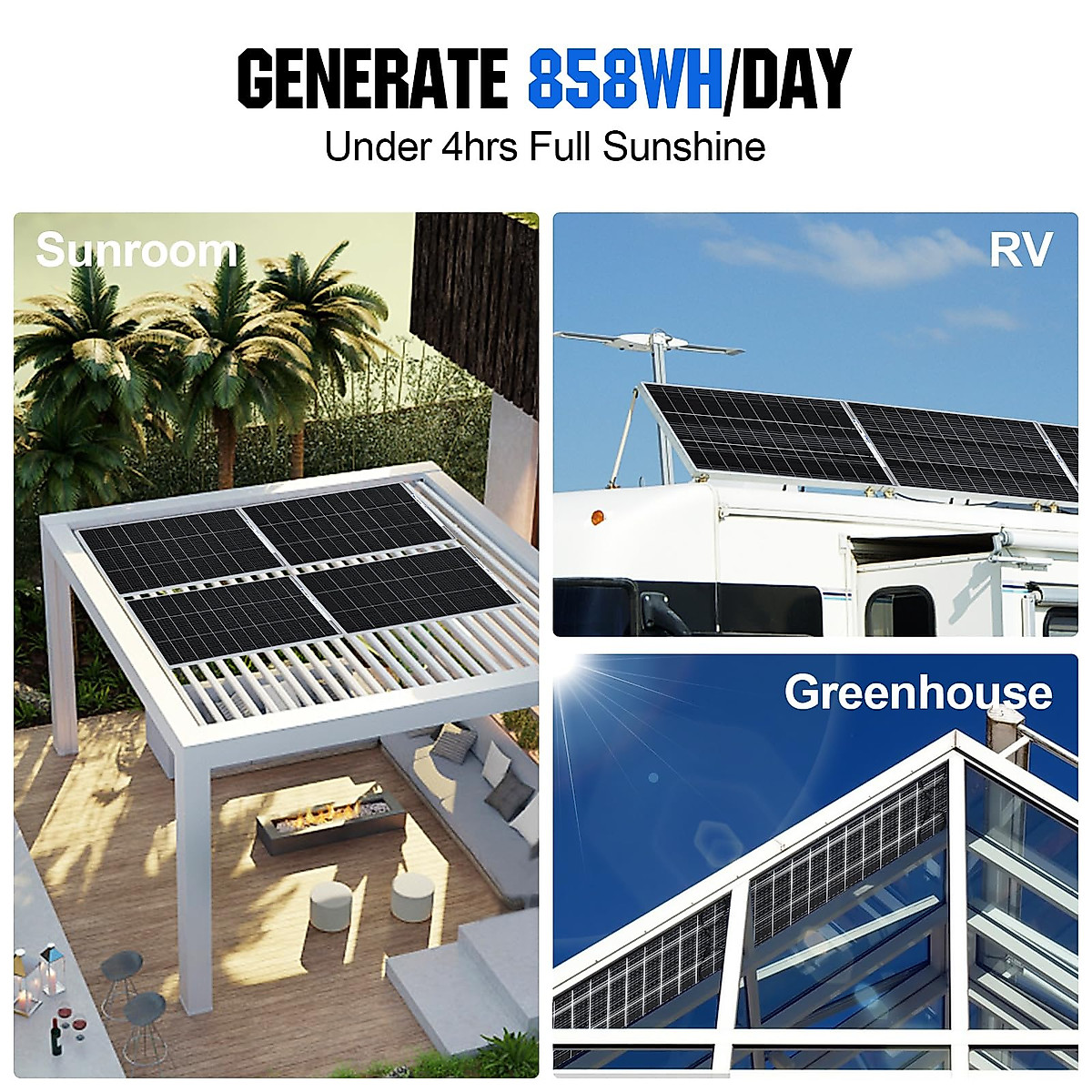 ECO-WORTHY 400W Bifacial Solar Panel 2pcs 195 Watt 12 Volt Monocrystalline Solar Panel Module Off Grid PV Power for Home, Camping, Boat, Shed Farm, RV