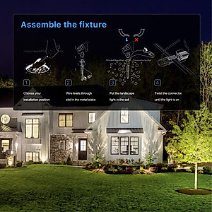 GOODSMANN Low Voltage Spotlights Landscape Lighting 5W LED 400 Lumen Outdoor Floodlights 2700K Warm White Replaceable MR16 LED Outside Hardwired Lighting with Metal Stake Cable Connector