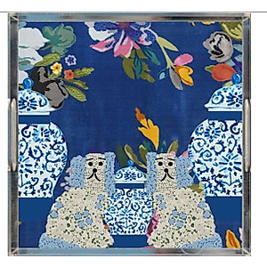 Acrylic Serving Tray ; Staffordshire Dogs Acrylic Serving Tray ; Ginger Jars Jar Acrylic Vanity Tray ; Decorative Trays for the Kithen and Bathroom