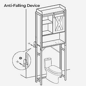 VASAGLE Over The Toilet Storage, Over Toilet Bathroom Organizer and Space-Saving Rack, Freestanding Bathroom Shelves, Rustic Brown and Black UBTS003B01