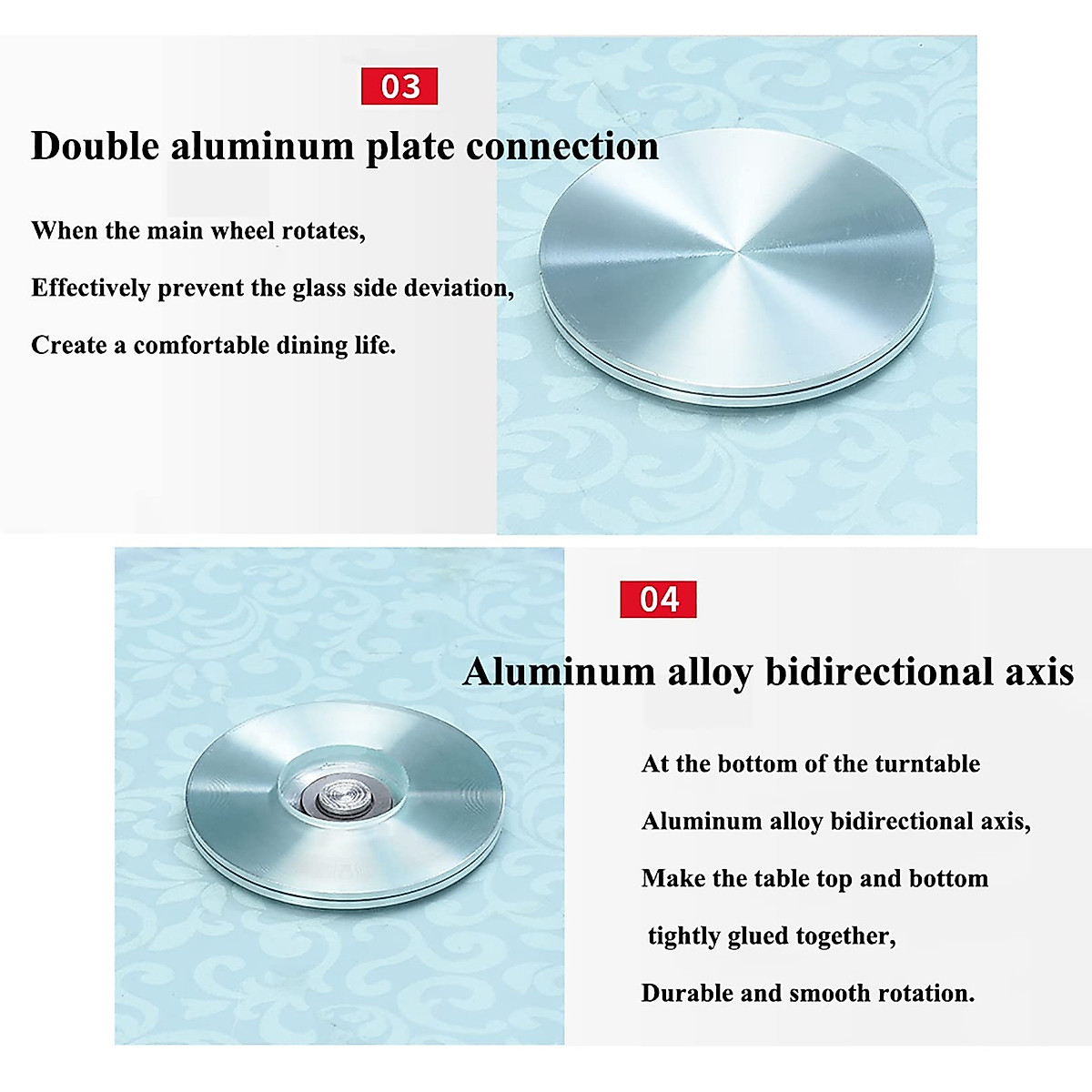 Dining Table Tempered Glass Turntable,Lazy Susan Turntable For Kitchen,360 Degree Swivel Dining Table Serving Tray,Clear Glass Rotating Serving Tray Silent Bearing 24/28/32/34/36/40 Inch