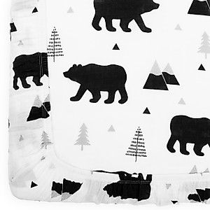 Organic Baby Changing Pad Cover - Muslin Fitted Changing Pad Cover for Boys - Soft and Breathable, Baby Bear Woodland, 16”x32”