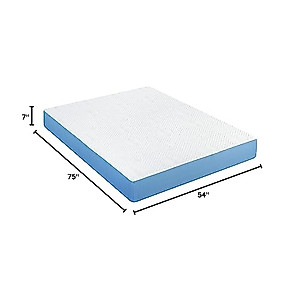 Olee Sleep 7 Inch Ventilated Gel Infused Memory Foam Mattress, CertiPUR-US® Certified, Blue, Full