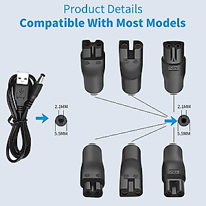 Czepa Power 5V USB Charger Cord Replacement Adapter Compatible with a Various Types of HQ8505 Philips Norelco Shavers, Electric Razor, SURKER Clippers and Others 5521 Adapter Charging Line