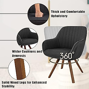 KithKasa Mid Century Modern Desk Chair No Wheels Swivel Accent Home Office Chair with Walnut Color Wood Legs for Living Room, Grey