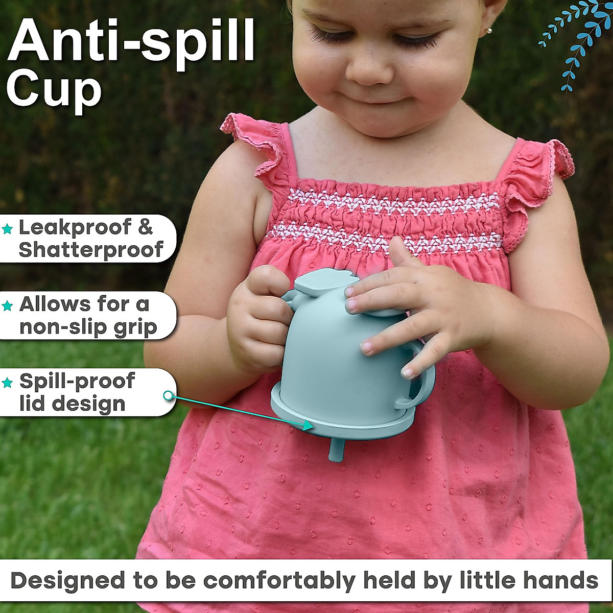 ABIDIA - Silicone Baby Training Cup with Straw Silicone Baby Cups With Lids Cup with Straw for Toddler Baby Cup with Straw 6-12 months (Blue)