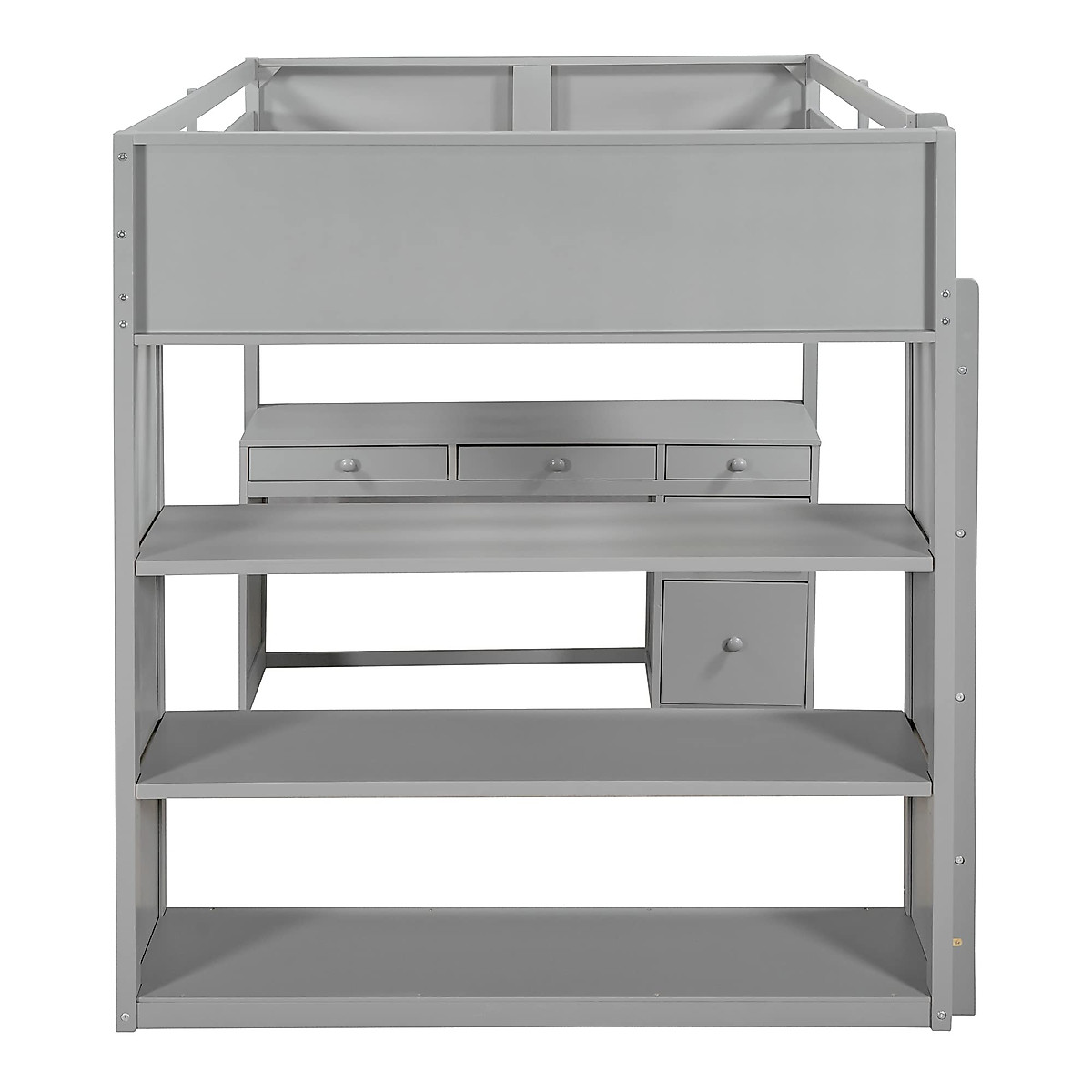 CITYLIGHT Full Loft Bed with Desk and Shelves,Wooden Full Size Loft Bed with Desk and Storage Drawers, Space Saving Loft Bed Full for Kids Girls Boys (Full,Grey)