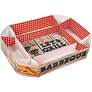 Disposable Serving Platter - Picnic Tray, 5 Compartments with Cup and Dip Holders, Best for Finger Food and Snacks, 4 x 20 x 26 Inches