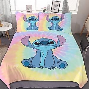 Dxoizyu Anime Bedding Sets Cute Cartoon Printed Duvet Cover Soft Bedroom Bed Decor Gifts for Boys Girls Teens Kids Children 3 Piece with 1 Duvet Cover and 2 Pillowcase Twin Size, BED-ST-3