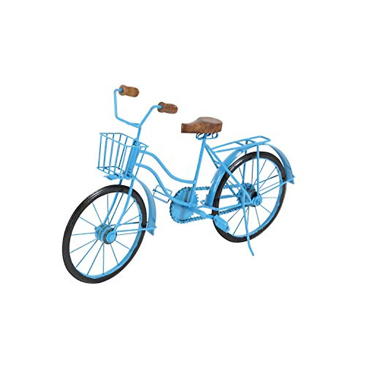 Deco 79 Metal Bike Sculpture with Wood Accents, 18" x 4" x 11", Blue