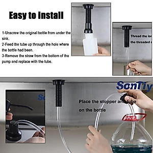 Soap Dispenser Extension Tube Kit with Check Valve, 47" Under Counter Soap Dispenser Tube for Kitchen Sink, Fit Most Soap Containers, Powerful Suction, Never Fill The Little Bottle Again SonTiy