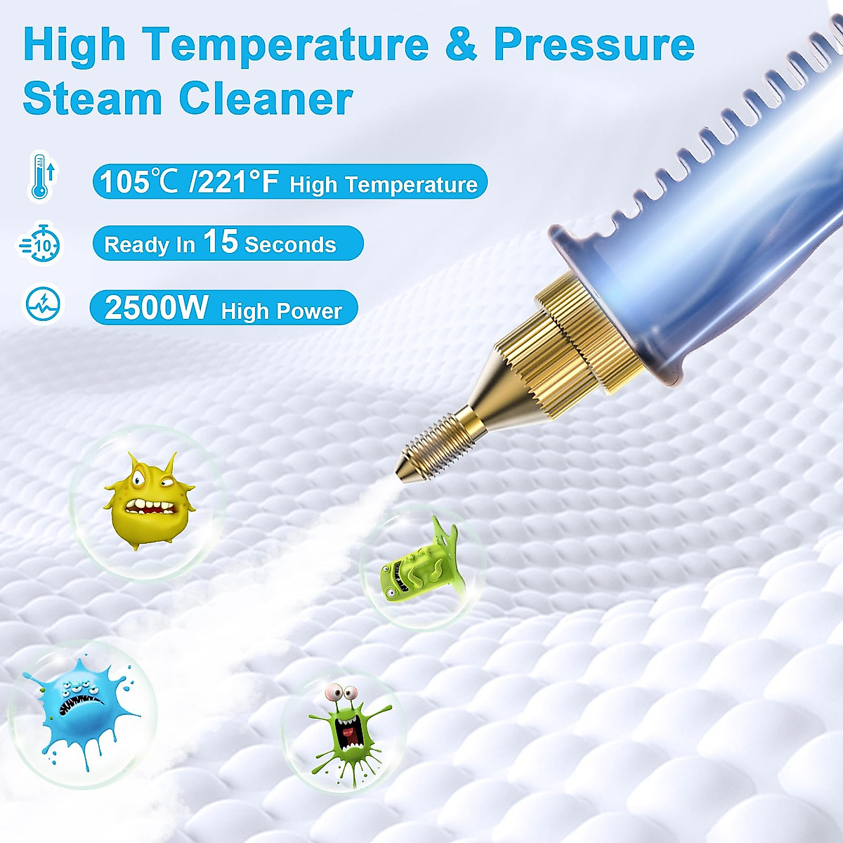 AUXCO Steam Cleaner, 1200ml High Pressure Steamer for Cleaning Handheld Steam Cleaner for Home,High-Temperature Steamer Cleaner for Car,Upholstery,Kitchen, Bathroom,Car Detailing,Grout and Tile