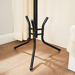 SONGMICS Coat Rack, Freestanding Metal Coat Tree, 11 Hooks with Ball Ends, for Entryway, Bedroom, Living Room, Black URCR028B01