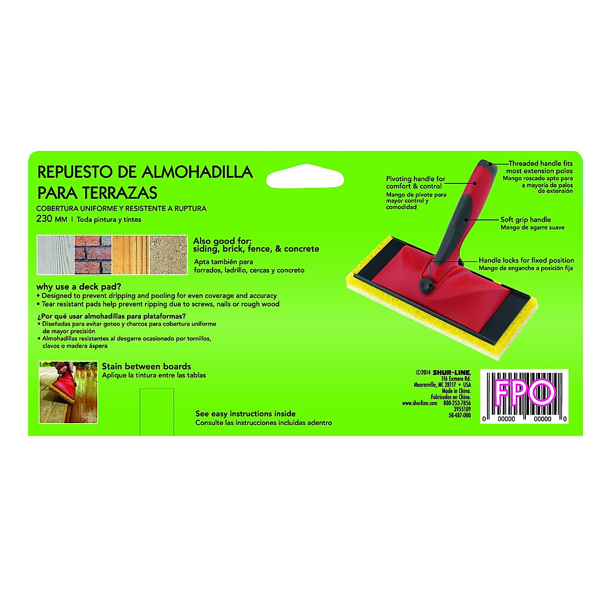 Shur-Line 2006127 3955109 Tear Resistant Deck L X 4.9 in W, 9-Inch Stain Pad Refill