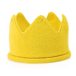 LDDCX Baby Birthday Party Crown Headband Hat, Knitted Hat Warm Beanie Cap.(LDZ28) (Yellow)