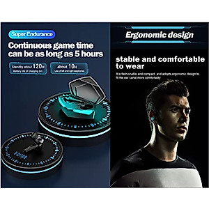 Bluetooth 5.2 Wireless Earbuds Gaming Headphones for Motorola one 5G ace, Low Latency with Cool Lights, True Wireless Gaming Headset Music/Gaming Mode - Black