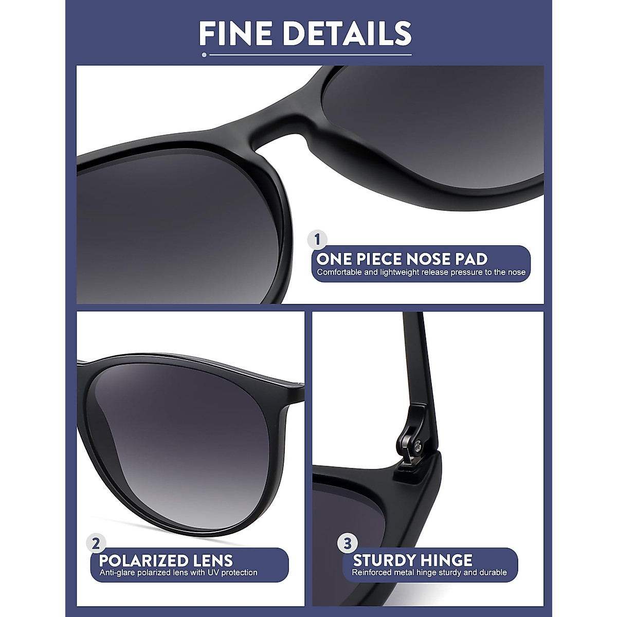 WOWSUN Retro sunglasses womens 2024 trendy round classic glasses