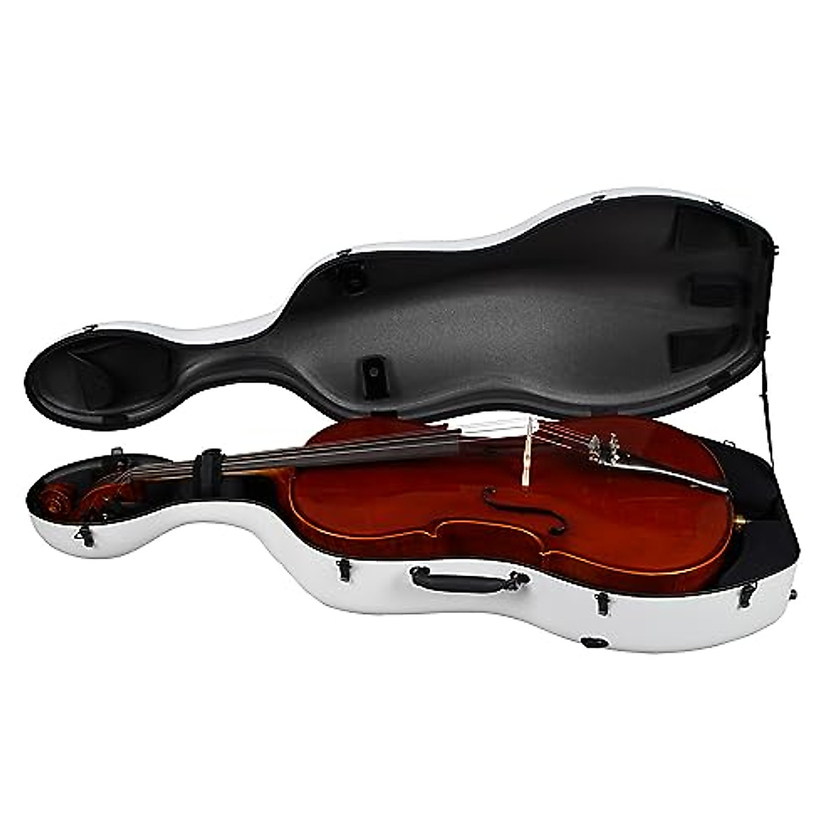 4/4 Full Size Cello Case, 4K Carbon Fiber Hard Shell Backpack, also Fits for 3/4, Ultralight as 5.7 LB Only, with Hygromether and Accessory Bag, Sturdy, Portable and Waterproof (Matte White)