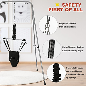 Cowiewie Baby Jumper with Stand, w/Walking Harness Function, Have Fun for Baby Infant, Hands Free for Mom