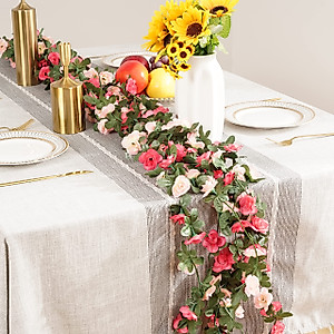 BLEUM CADE 2Pcs 16.4Ft Flower Garland Artificial Rose Vines for Bedroom, Cute Fake Hanging Flower Vines Floral Garland Decorations for Wedding Party Wall Room Decor Aesthetic