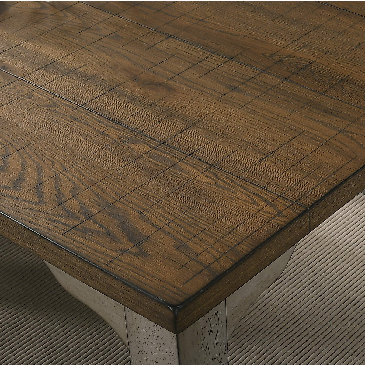 Roundhill Furniture Breda 7-Piece Wood Dining Set, Antique Gray and Dark Oak