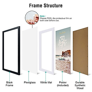 Bemaystar 2 Pack Diamond Art Painting Frames 16x20 - Pictures Frames Display 16x20in/40x50cm Photos without Mat or 14x18inch/35x45cm with Mat, Solid Wood Frame (Black)
