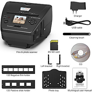 DIGITNOW Film & Photo Scanner,4-in-1 Film Scanner, with 2.4" LCD Screen Converts 35mm/135 Slides & Negatives Film, Photo, Business Card for Saving to 16MP Digital Images,8GB Memory Card Included