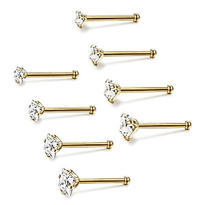 Jstyle 20G 8 Pcs a Set Stainless Steel Nose Rings Studs Piercing Body Jewelry 1.5mm 2mm 2.5mm 3mm G