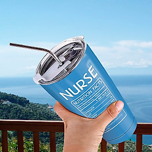wowcugi Nurse Gifts Nutrition Facts Tumbler Stainless Steel Double Vacuum Insulated Travel Coffee Cup 16oz Christmas Graduation RN CNA LNP Nurse Appreciation Gift Women Men