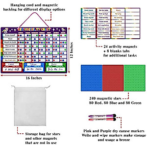 Magnetic Chore Chart, Responsibility Reward Chart for Multiple Kids Toddlers Unicorn Good Behavior Reward Chart for Fridge at Home Gift for Children - Dry Erasable, Purple