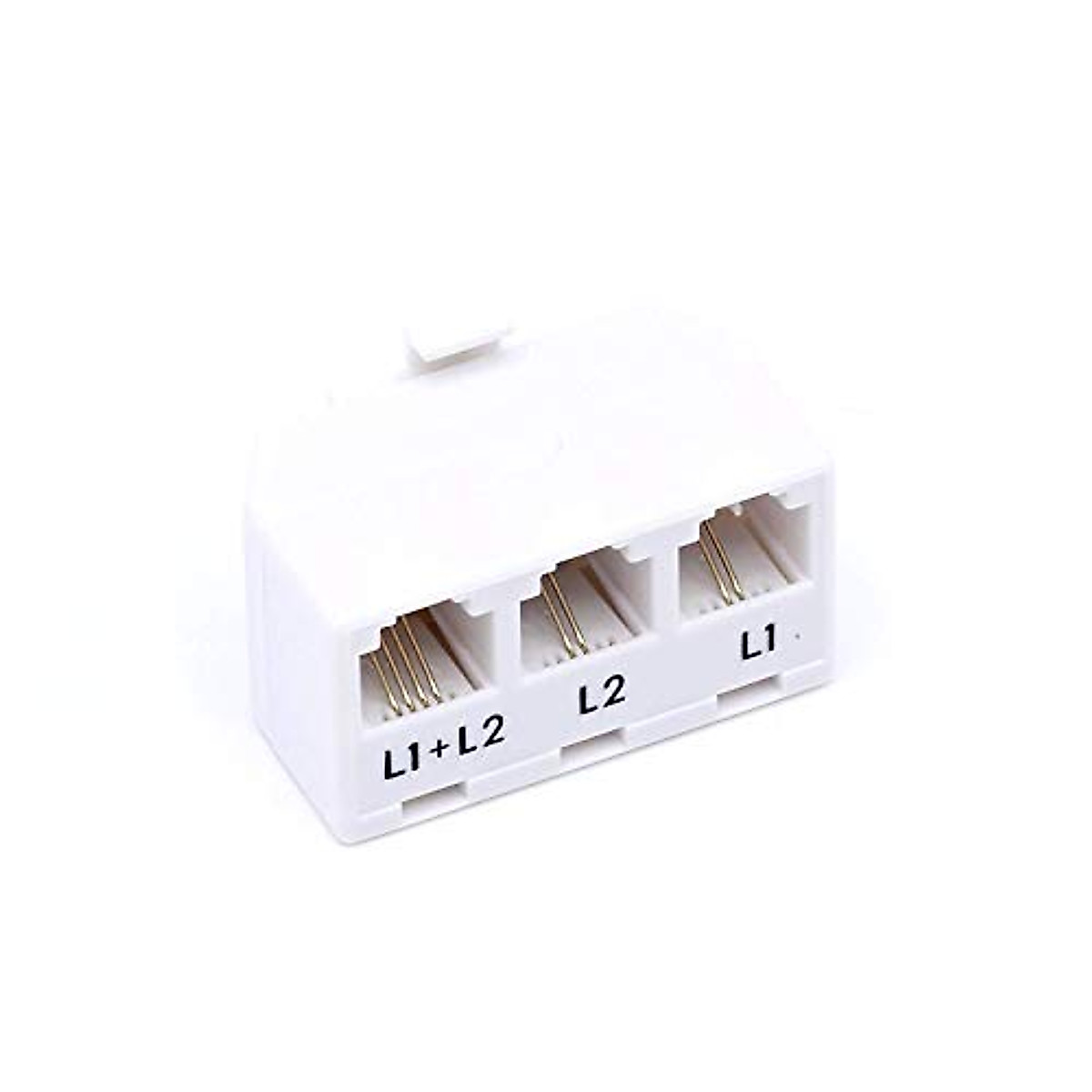 1 Pack, White - 2 Line Phone Splitter - 3 Way Telephone Line Splitter (Line 1, Line 2, and Twin Line) - Dual Line Telephone Splitter with RJ11 Keystone Jack - Phone Line Adapter - 1 Piece, White