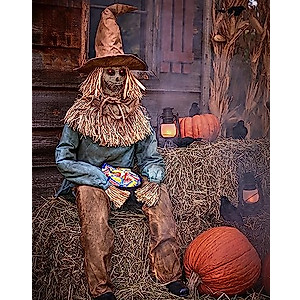 Spirit Halloween 4.5 Ft Scary Sitting Scarecrow Animatronic | Decorations | Animated | Pop-up Motion | Scarecrow Prop
