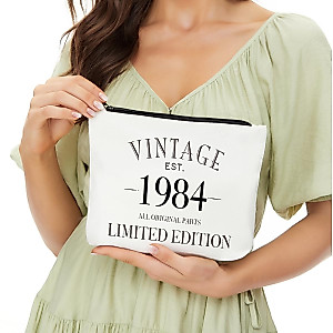 40th Birthday Gifts for Women, 40th Birthday Decorations Present - 40 Year Old Birthday Gift Ideas for Wife, Sister, Friends, Coworker, Aunt 1984 All Original Parts Limited Edition Makeup Bag