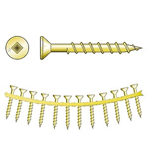 Simpson Strong-Tie WSC112S WSC Wood Screw (Collated) — 8 x 1-1/2 in. 2 Square, Flat Head, Yellow Zinc (2000-Qty)