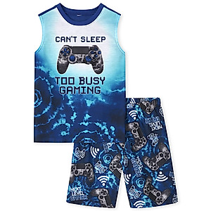 The Children's Place boys The Children's Place Sleeveless Tank Top and Shorts 2 Piece Pajama Set, Gaming, XX-Large US