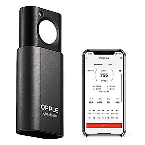 OPPLE Light Master 4 Light Meter, Digital Light Meter Light Lux Meter Illuminometer Motion Sensor Bluetooth APP LED Lighting Sensor Tester for CCT CRI Flicker DUV Measurement Rechargeable with Type-C