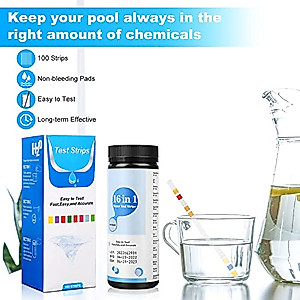 16 in 1 Drinking Water Test Strips, 100 PCS Water Test Kits for Drinking Water Tap Water Well Water, Test Total Chlorine, Bromine, Free Chlorine, PH, Iron, Fluoride, Copper, Mercury, and More