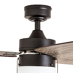 Prominence Home Reston, 42 Inch Modern Farmhouse LED Ceiling Fan with Light, Pull Chain, Dual Mounting Options, Dual Finish Blades, Reversible Motor - 51015-01 (Bronze)