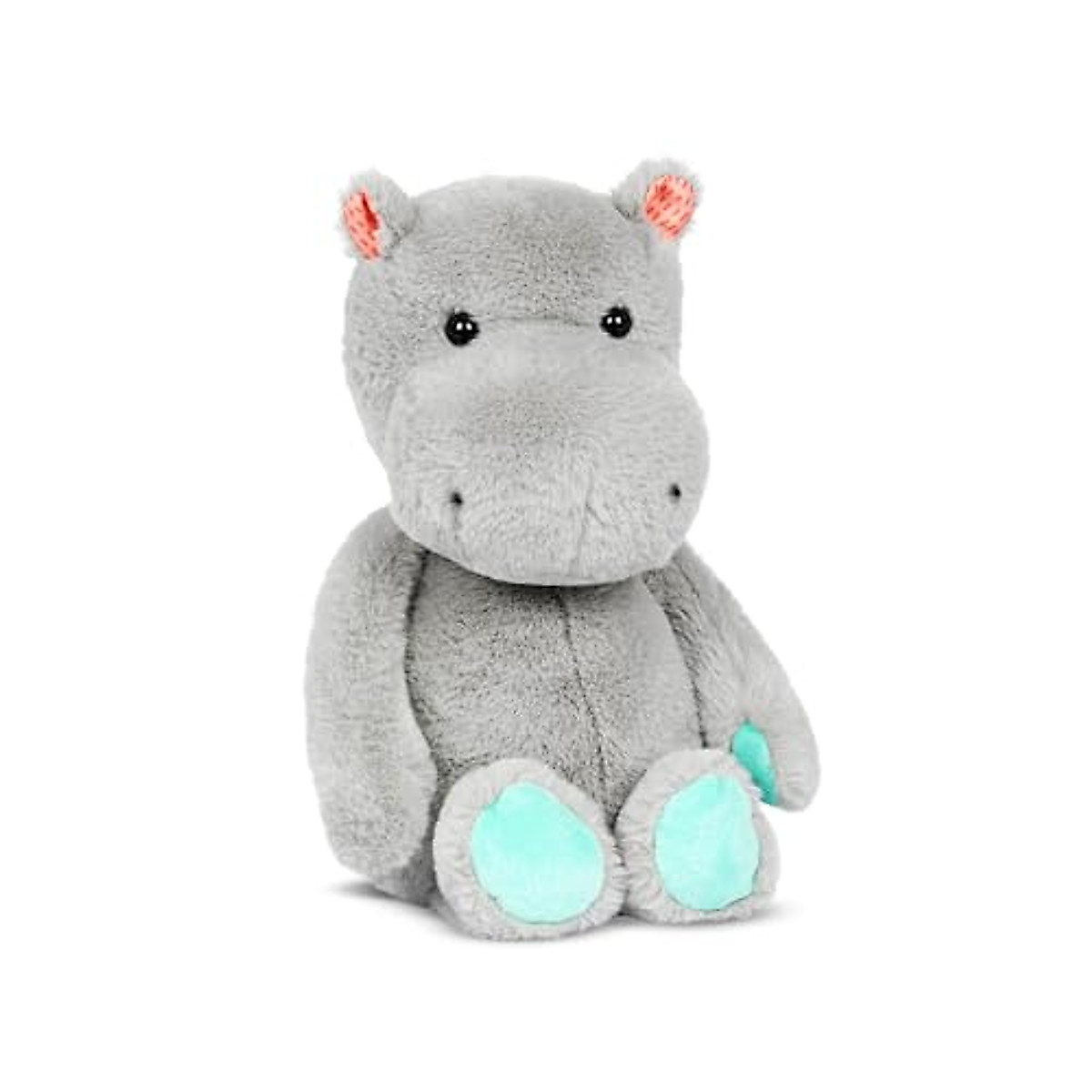 B. toys- B. softies-Happy Hues- 12" Plush Hippo-Stuffed Animal – Soft & Gray Hippopotamus Toy – Washable Toys for Baby, Toddler, Kids –Happy Hues- Gerry Grey Hippo0 Months +
