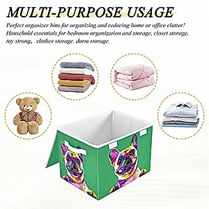 xigua Dog Storage Bins with Lids and Carrying Handle,Foldable Storage Boxes Organizer Containers Baskets Cube with Cover for Home Bedroom Closet Office Nursery