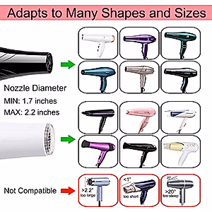 Universal Hair Diffuser Adaptable Hair Dryer Attachment for Blow Dryer Nozzles from 1.7 to 2.2 inch Diameter (Pink with Shampoo Brush)