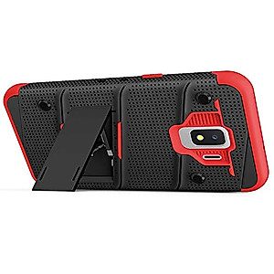 ZIZO Bolt Series Samsung Galaxy J2 Case Military Grade Drop Tested with Tempered Glass Screen Protector Holster J2 Pure Black Red