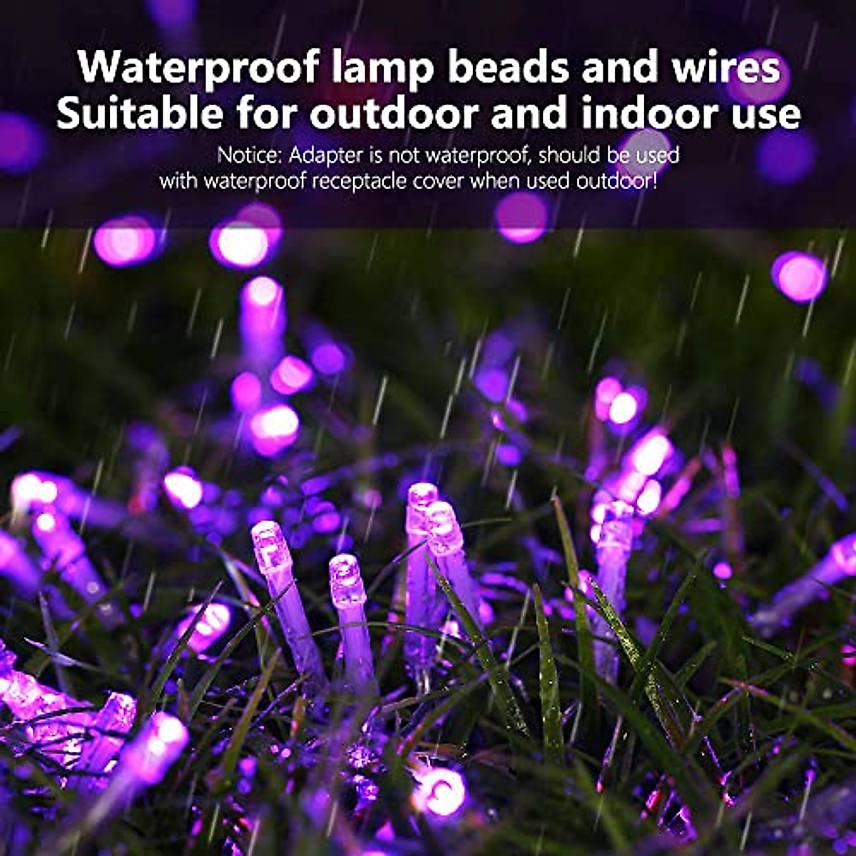 LED Icicle Christmas Lights Outdoor/Indoor 32.8ft 8 Modes Fairy Lights 60 Drops with 300 LED Perfect Ratio, Dripping Eaves Curtain Lights, for Xmas Garden Wedding Patio Party Decorations, Purple