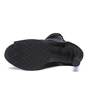 VCIXXVCE Women's Open Toe Dance Boots Ballroom Salsa Latin Ankel Booties Black High Heels Dance Shoes 4 Inch Heel, 8.5 US