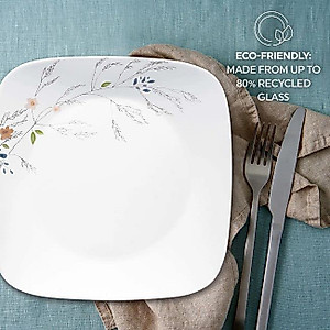 Corelle Adlyn 16pc, Service for 4, Dinnerware Set, 8 plates bowls, Chip & Break Resistant, Dinner Plates and Bowls, Corelleware White, Blue, Orange, Green