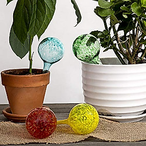 Besti Large Self Watering Globes for Plants (6-Pack) Waters Greenery Up to 2 Weeks Hands Free | Durable, Multicolored Glass Craftsmanship | Indoor and Outdoor Use - Measures 12” x 3.5”