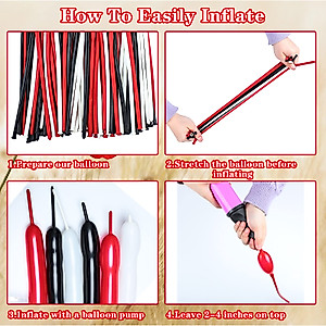 100 Pieces Long Twisting Balloons Latex Modelling Balloons for Art Animal Shape Party Weddings Birthdays Clowns Decorations Party Supplies(Black, Red, White)