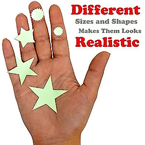 Glow in The Dark Stars for Ceiling or Wall Stickers - Glowing Wall Decals Stickers Room Decor Kit - Galaxy Glow Star Set and Solar System Decal for Kids Bedroom Decoration